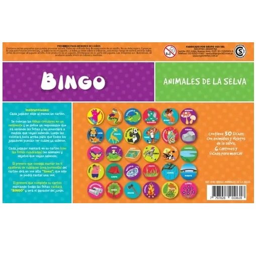 BINGO ANIMALES DE LA SELVA -1061 – Jugueterìas Caty